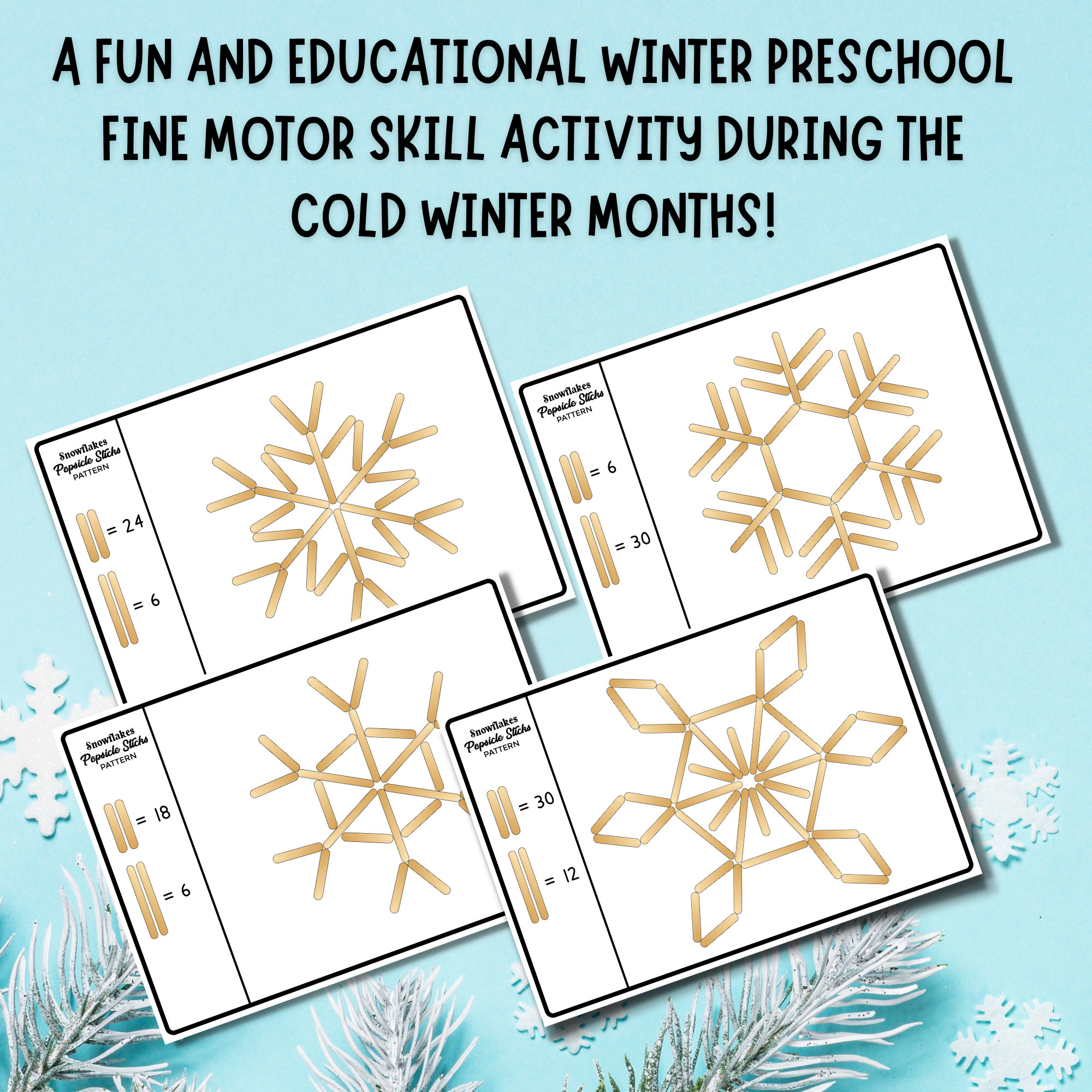 Snowflakes Popsicle Stick Art, Wooden Snowflakes Snowflake Favors ...