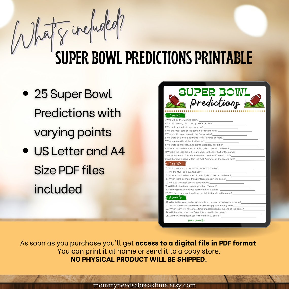 Superbowl Predictions Superbowl Party Games, Game Day Predictions ...