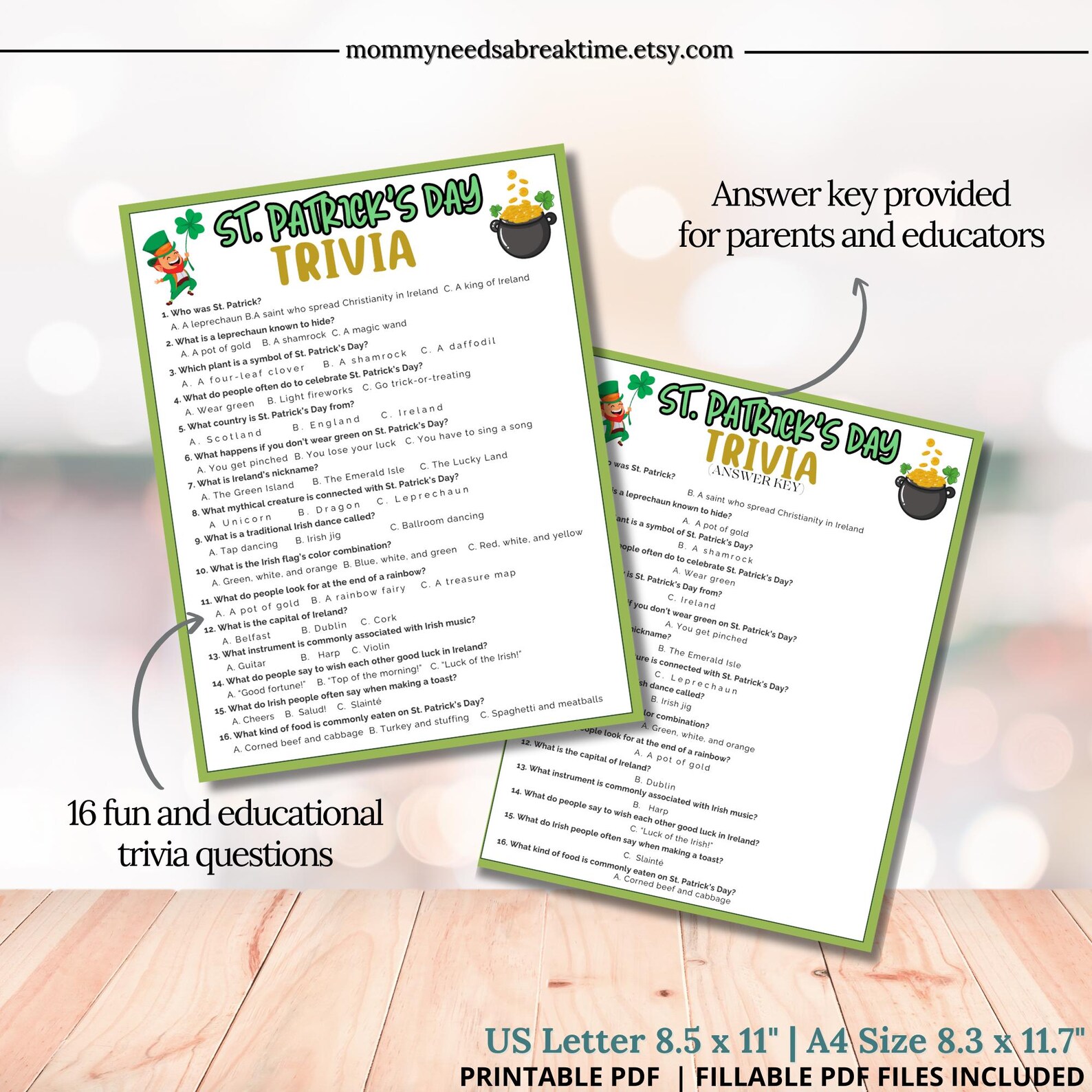 St Patricks Day Trivia Leprechaun Games, St Paddys Day Games, St ...