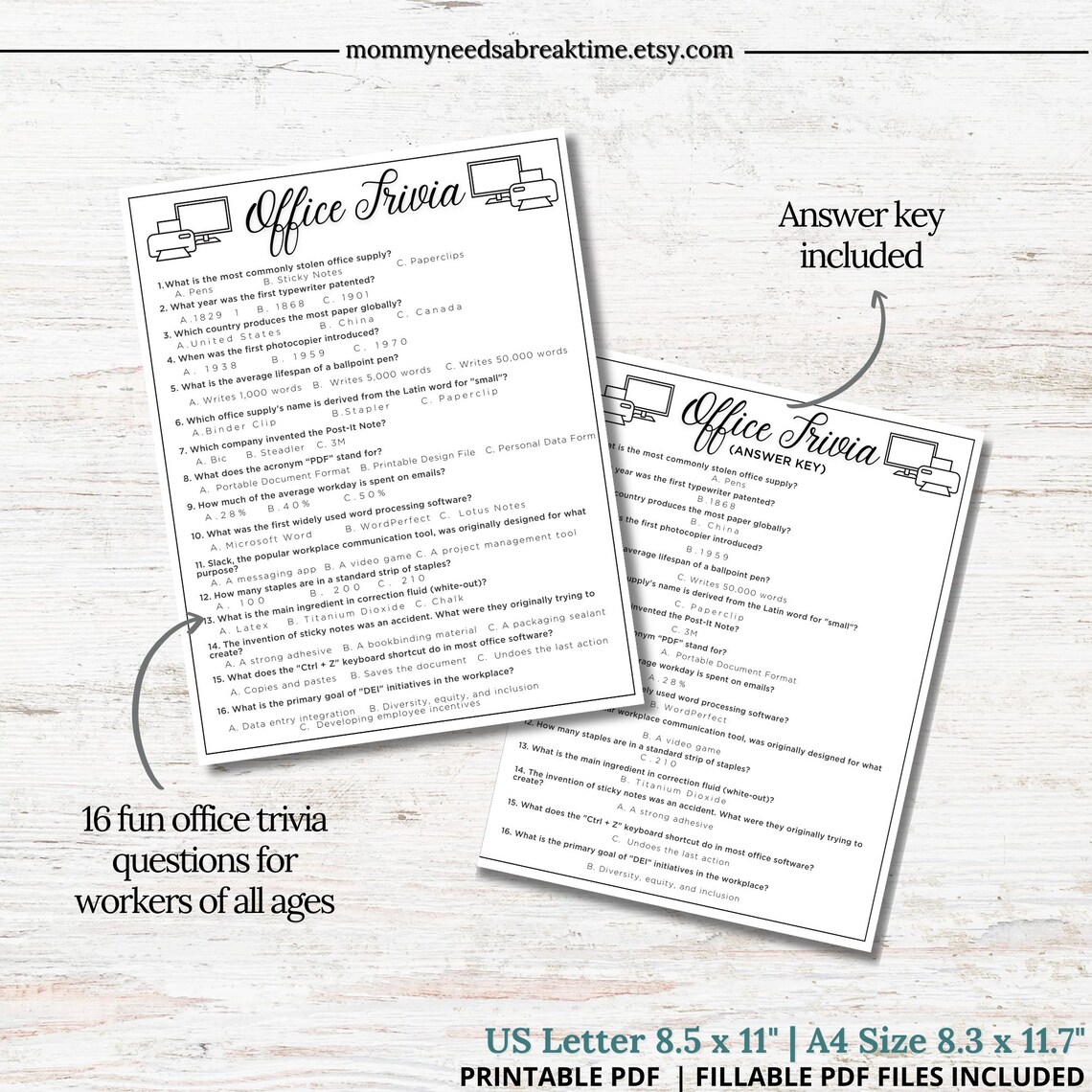 Office Trivia Team Building Games, Office Party Games Workplace Games ...