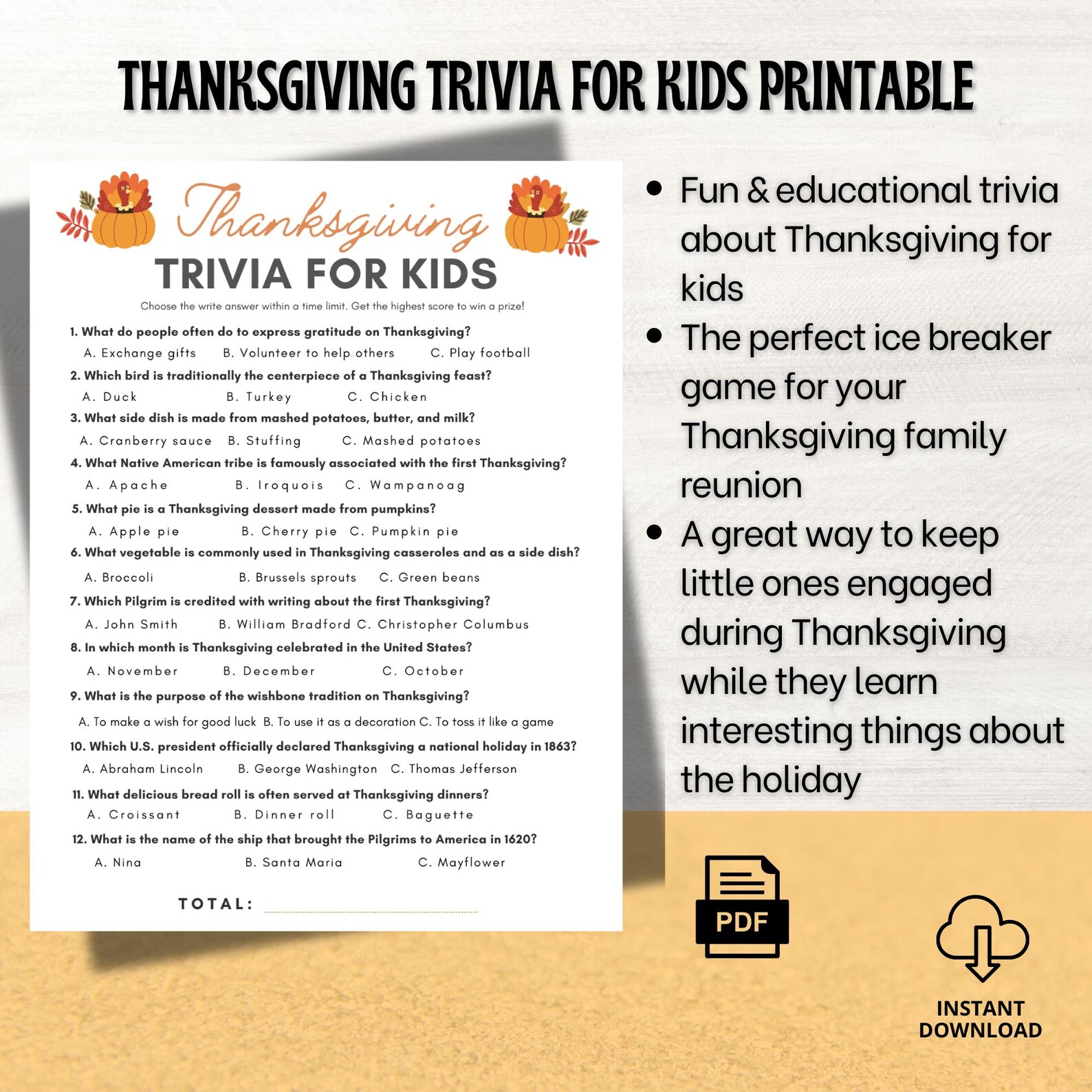 Thanksgiving Trivia Kids Trivia Game, Thanksgiving Games Family Trivia ...