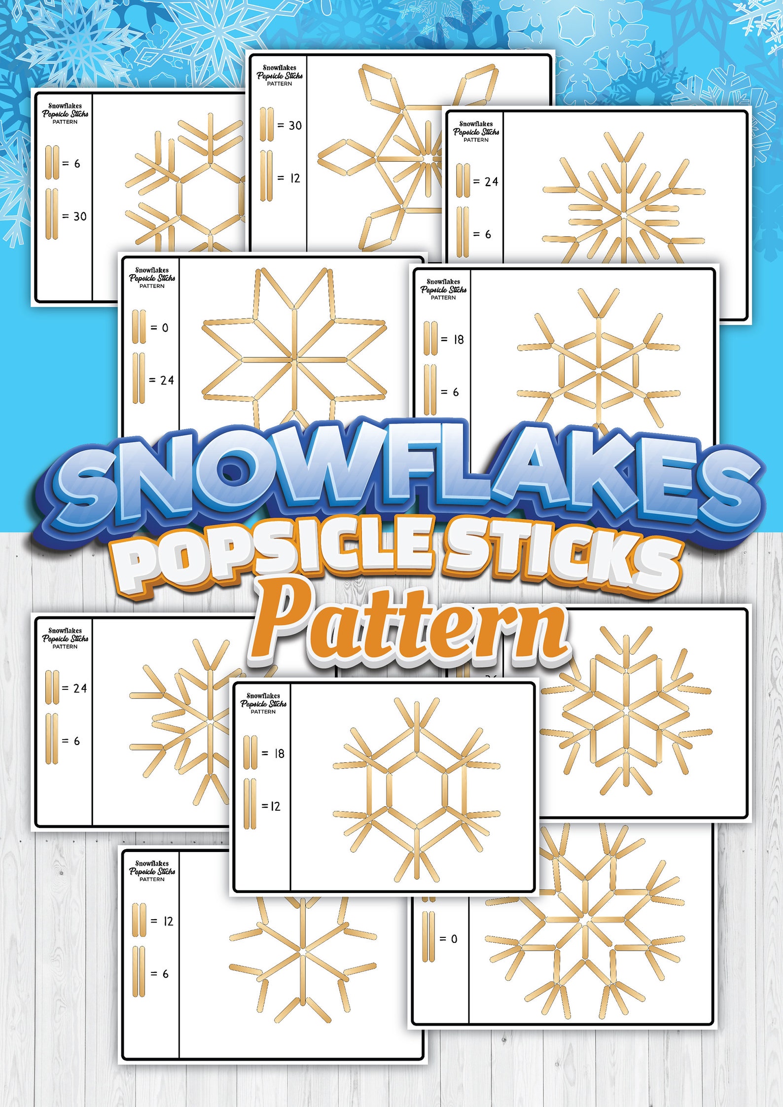 Snowflakes Popsicle Stick Art, Wooden Snowflakes Snowflake Favors ...