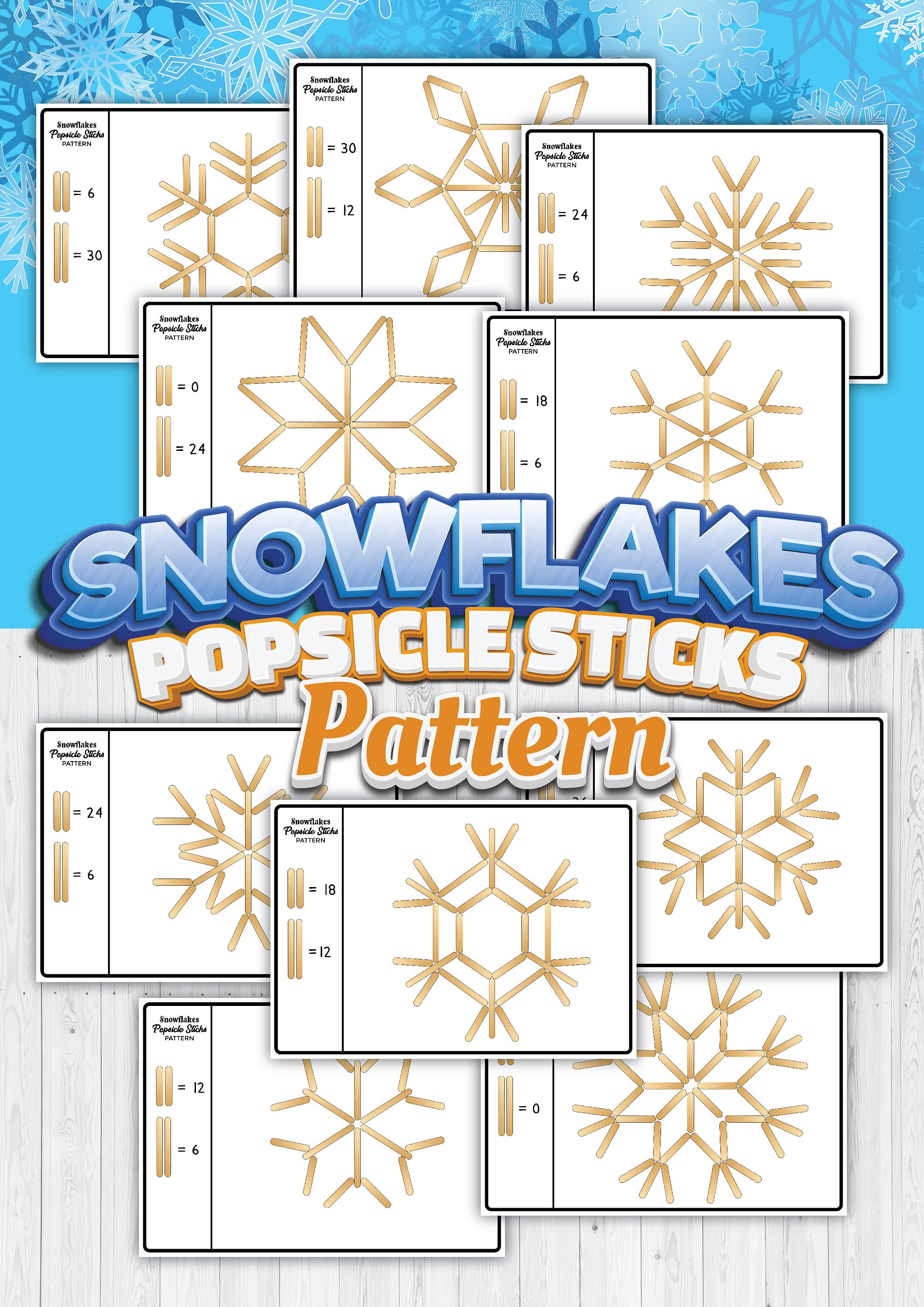 Snowflakes Popsicle Stick Art, Wooden Snowflakes Snowflake Favors ...