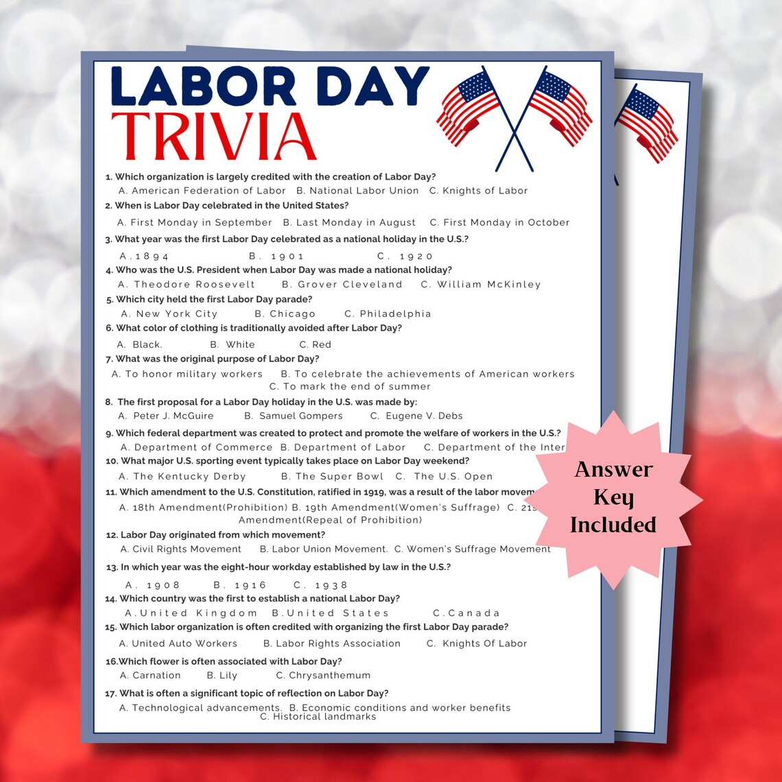Labor Day Trivia Labor Day Games, Family Reunion Games Youth Group ...