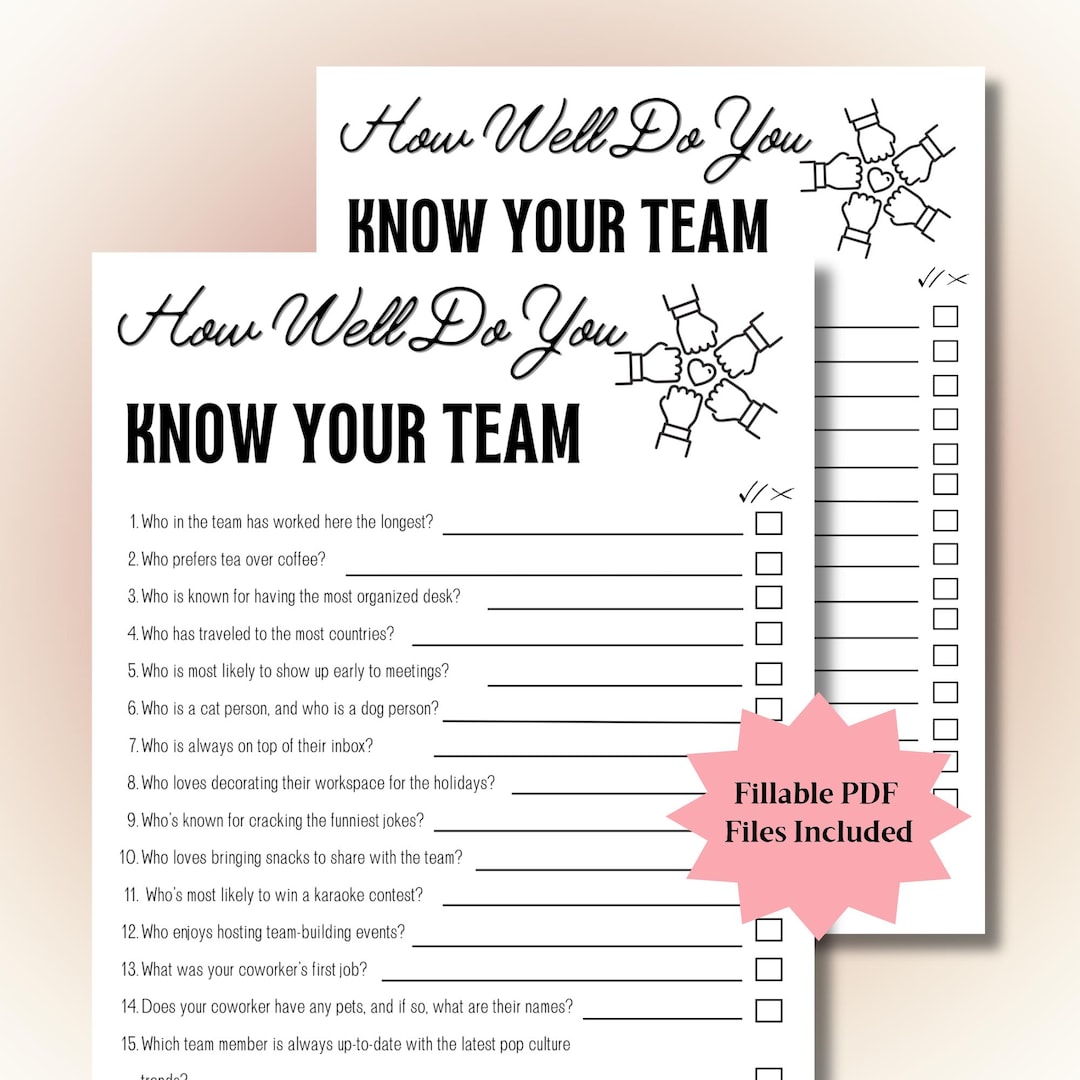 Team Building Games How Well Do You Know Your Team, Work Party Games Team Building Party ...