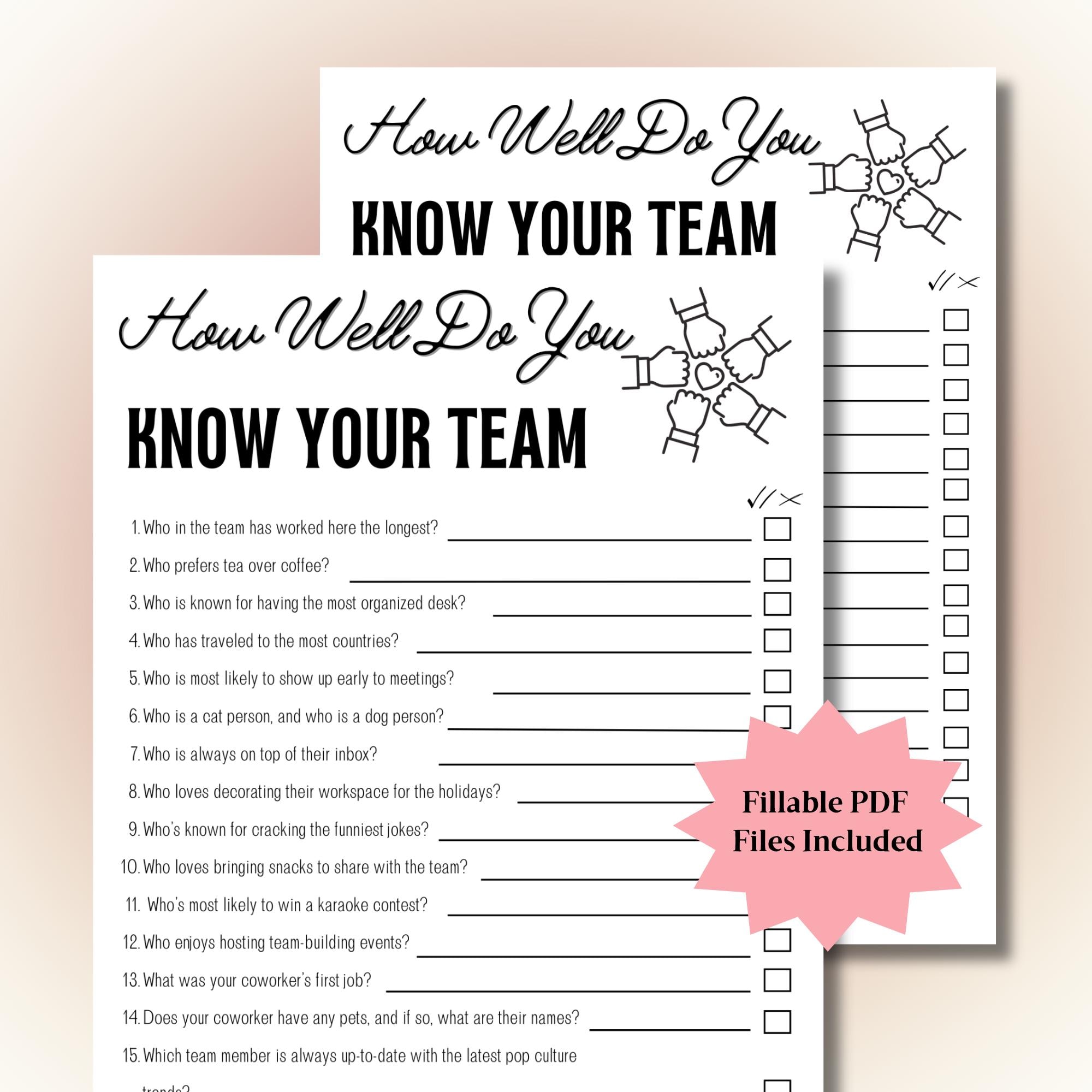 Team Building Games How Well Do You Know Your Team, Work Party Games ...