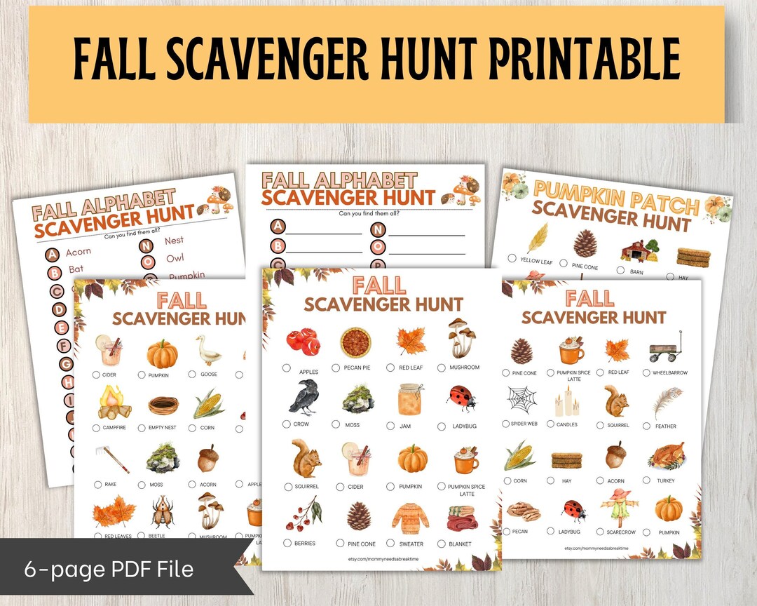 Fall Scavenger Hunt Printable, Pumpkin Patch Scavenger Hunt ...