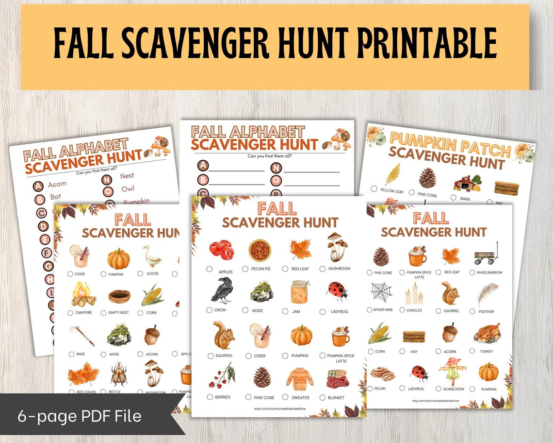 Fall Scavenger Hunt Printable, Pumpkin Patch Scavenger Hunt ...