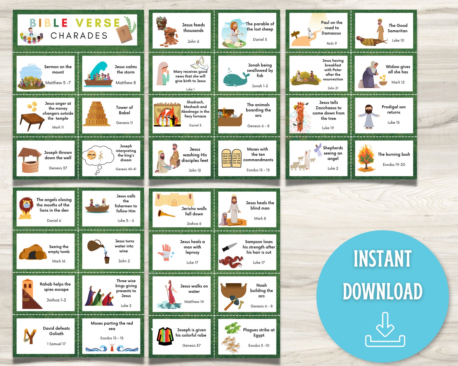 Bible Verse Charades for Kids Bible Pictionary, Bible Activities for ...