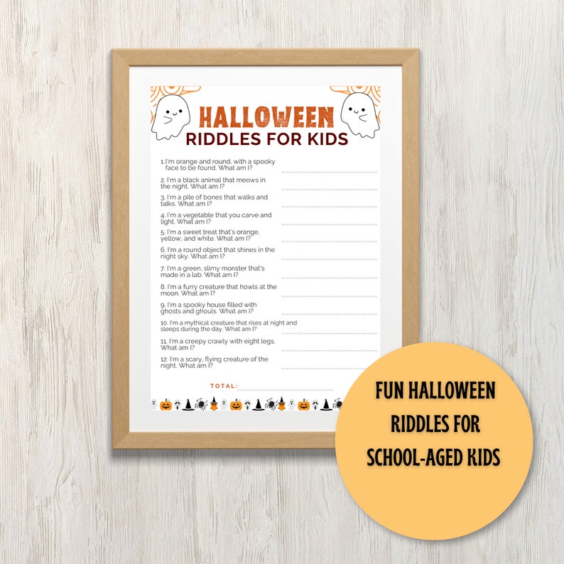 Halloween Riddles for Kids Halloween Puzzle, Kids Halloween Trivia ...
