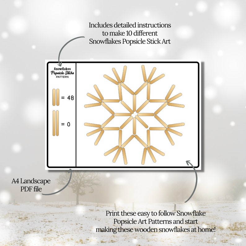 Snowflakes Popsicle Stick Art, Wooden Snowflakes Snowflake Favors ...