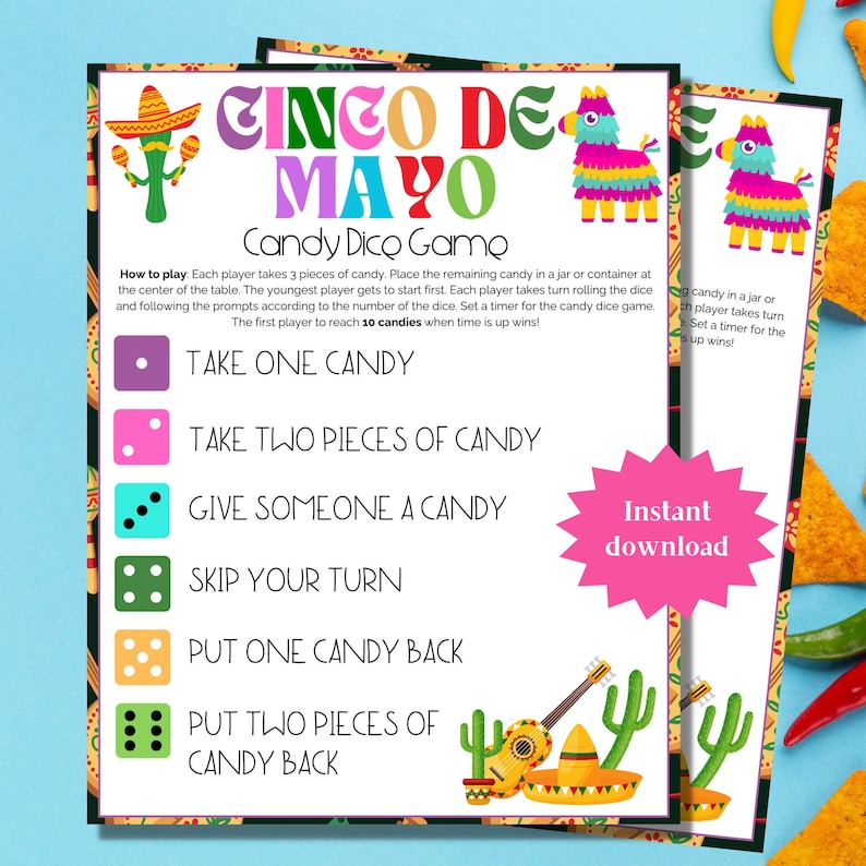 Cinco De Mayo Candy Dice Game, Cinco De Mayo Games Fiesta Ice Breaker ...