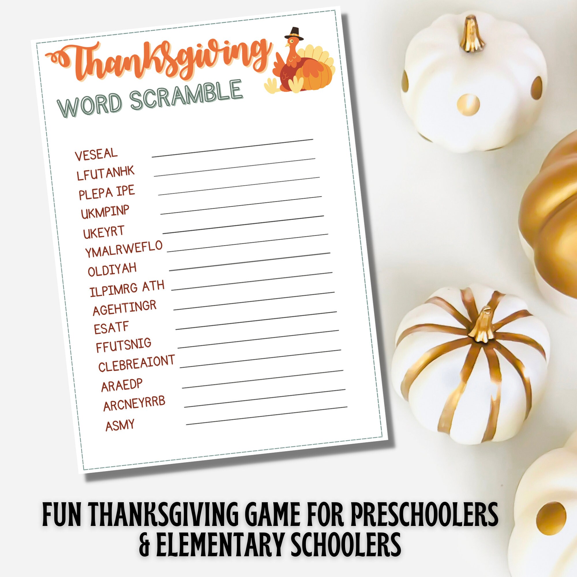 Thanksgiving Word Scramble | Fall Trivia Game Thanksgiving Words | Ice ...