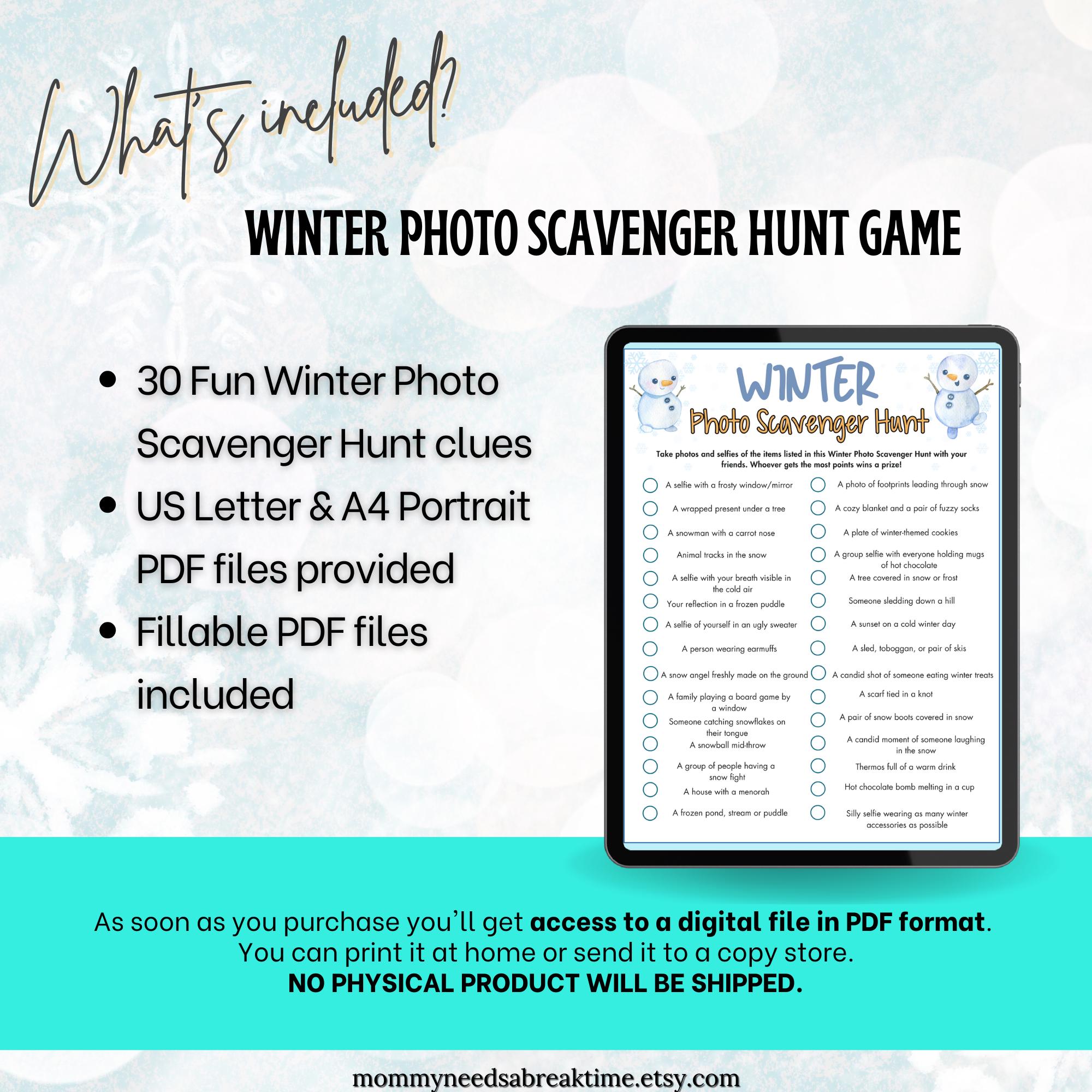 Winter Scavenger Hunt, Xmas Scavenger Hunt, Winter Kids Activity ...