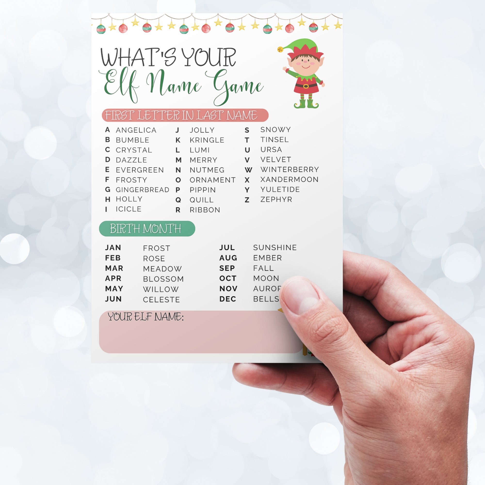 Whats Your Elf Name Game, Friendsmas Games, Elf Name Generator, Teen ...