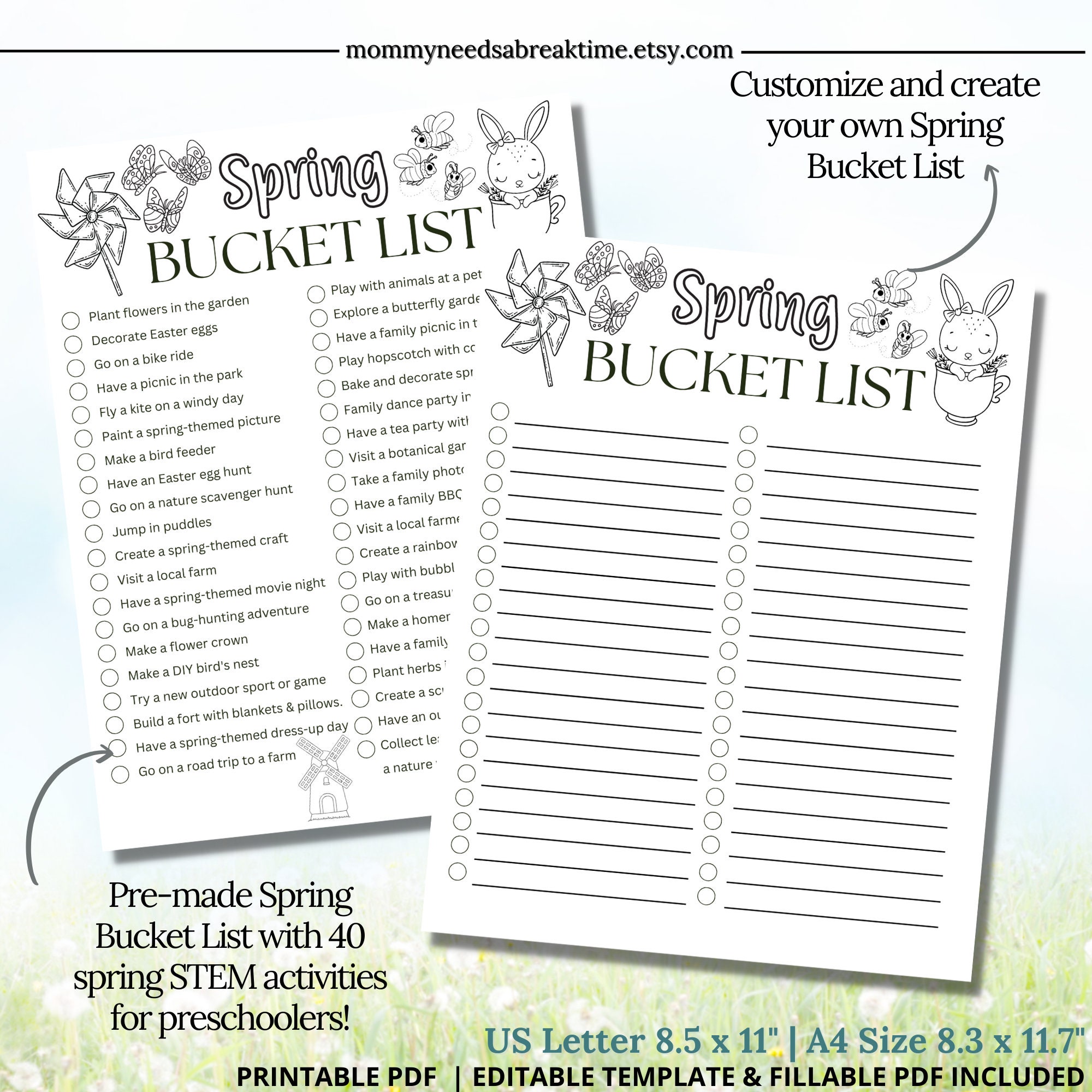 Spring Bucket List Coloring Page, Montessori Spring STEM Activities ...