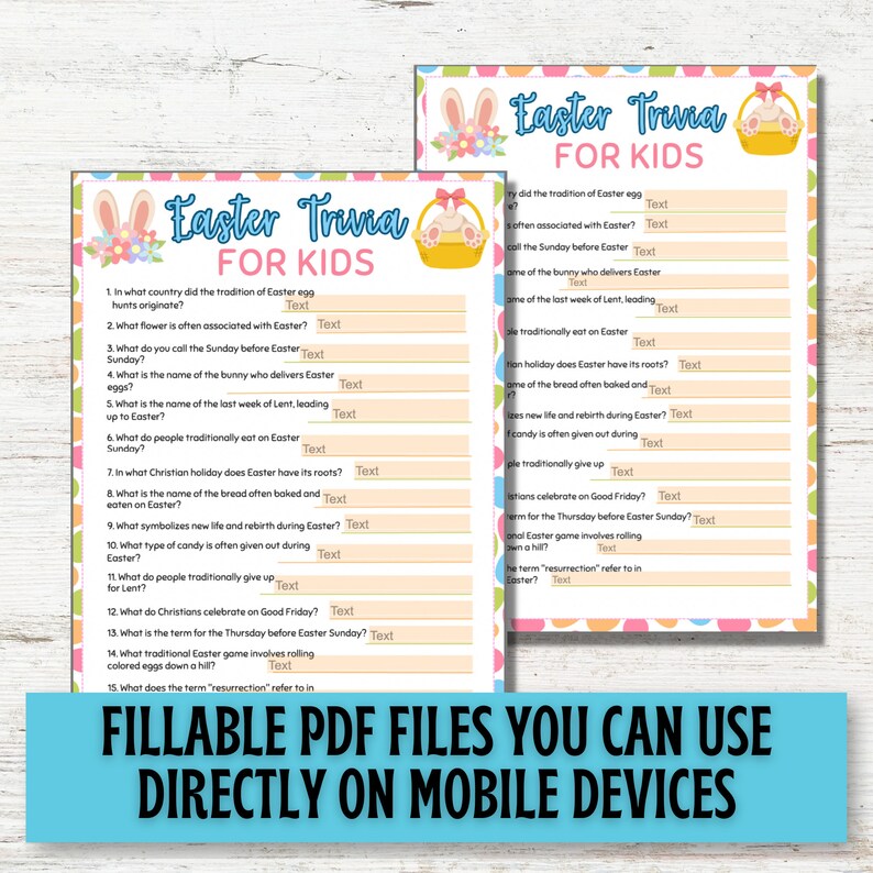 Easter Trivia Game Easter Party Game, Spring Trivia Easter Puzzle, Palm ...