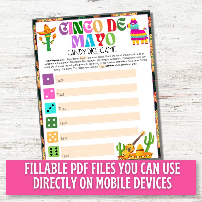 Cinco De Mayo Candy Dice Game, Cinco De Mayo Games Fiesta Ice Breaker ...