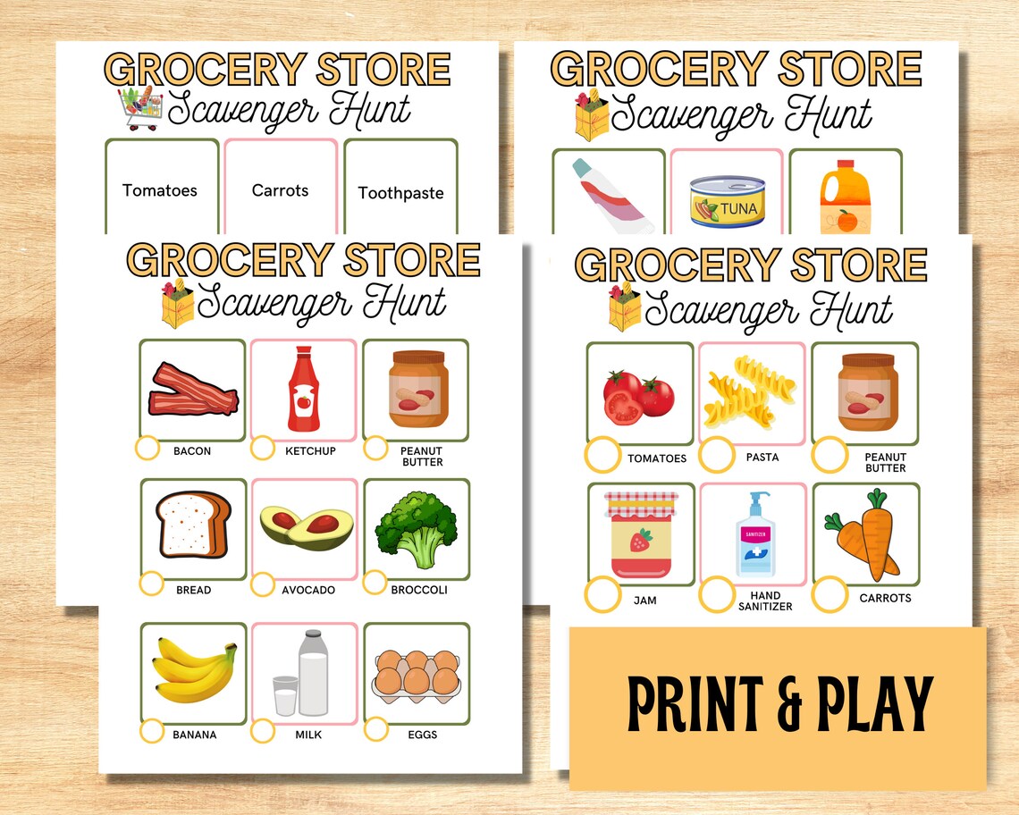 Grocery Store Scavenger Hunt Printable, Kids Scavenger Hunt Grocery ...