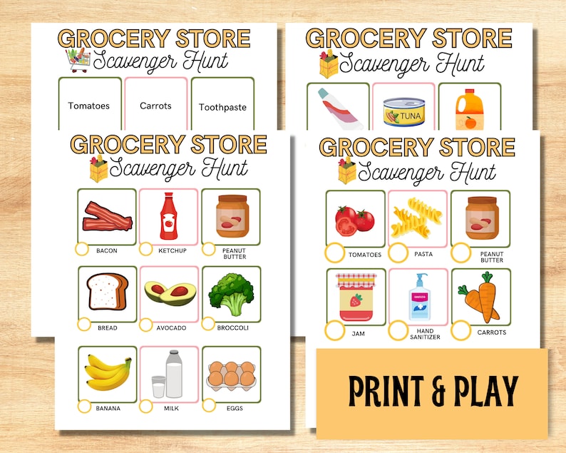 Grocery Store Scavenger Hunt Printable, Kids Scavenger Hunt Grocery ...