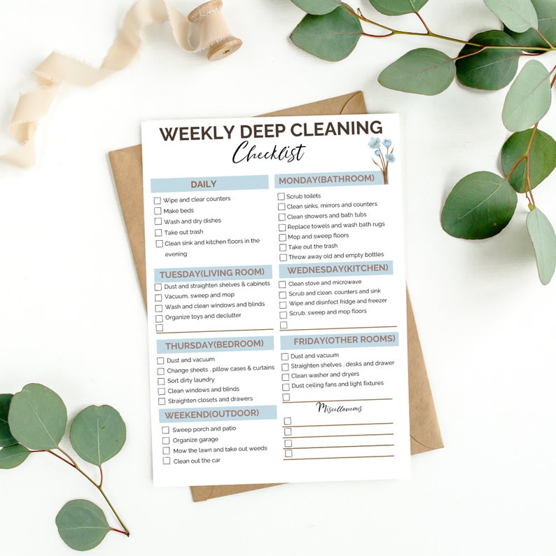 Deep Cleaning Checklist | Whole House Deep Cleaning Checklist | Cleaner ...