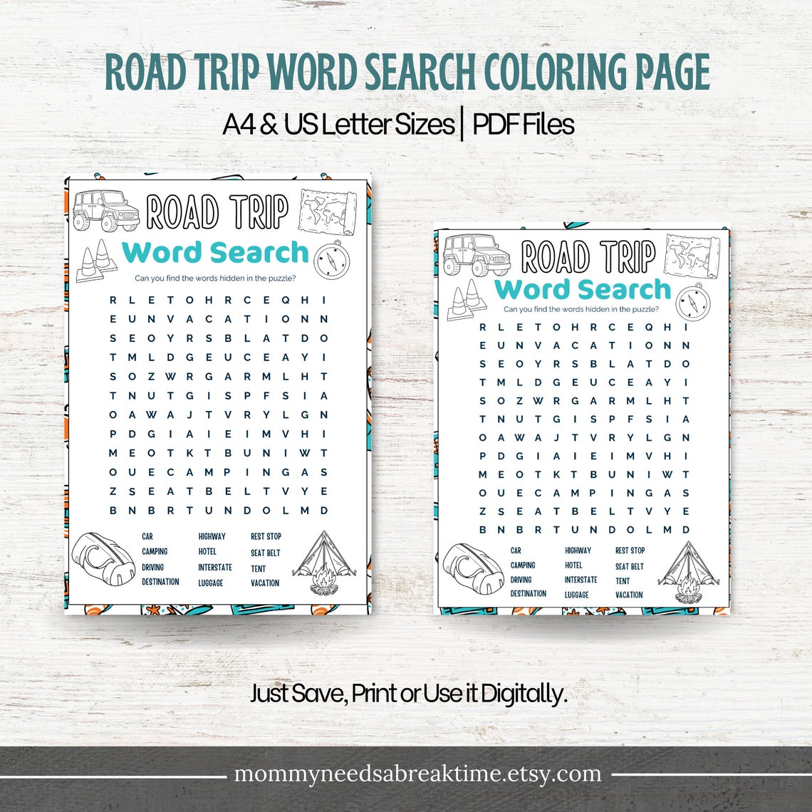 Road Trip Word Search Road Trip Games | Camping Activities Sibling ...