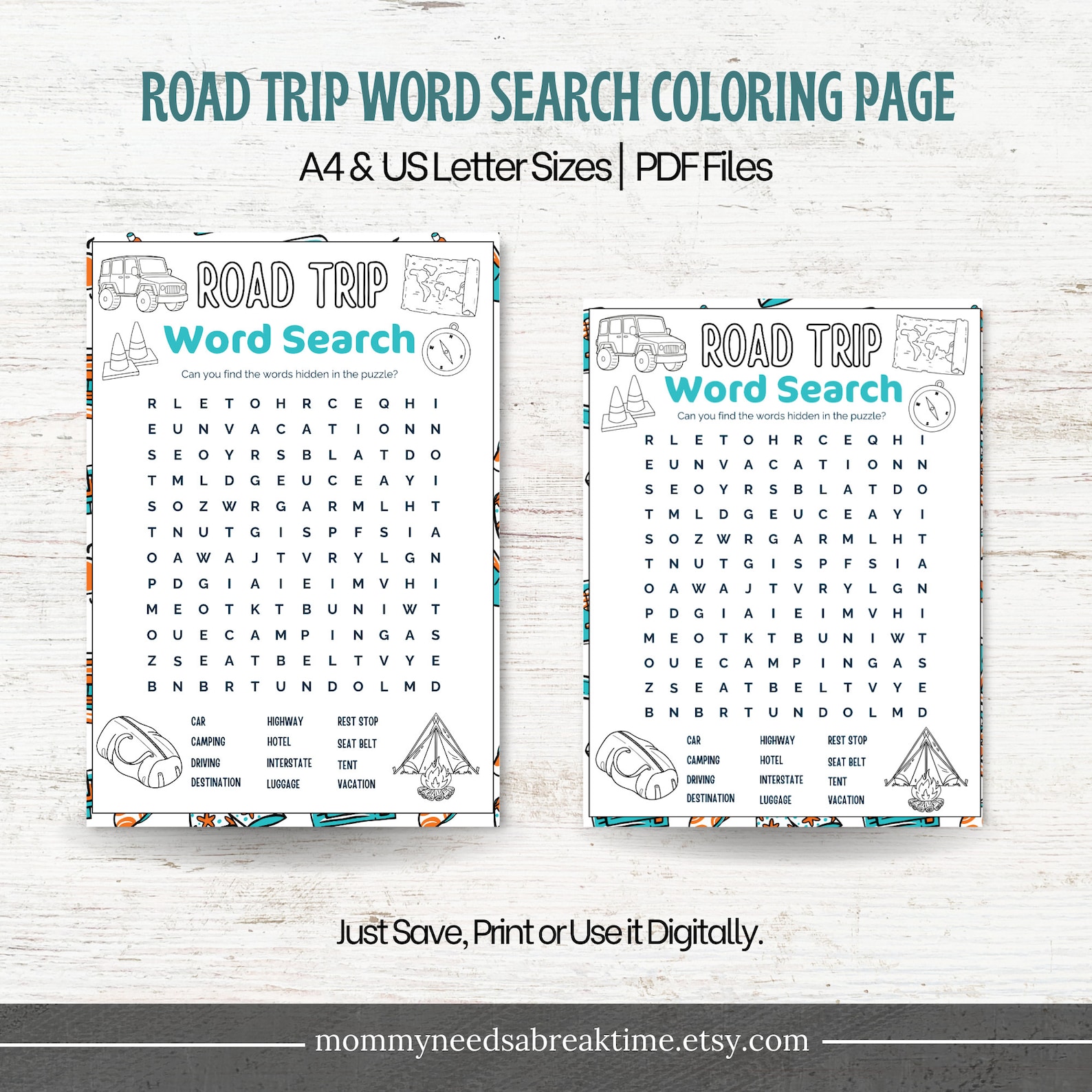 Road Trip Word Search Road Trip Games | Camping Activities Sibling ...