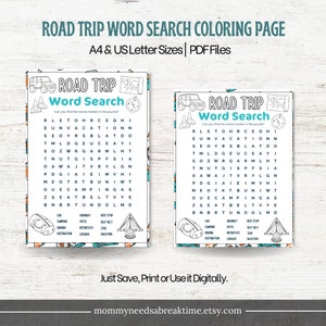Road Trip Word Search Road Trip Games Camping Activities Sibling Games ...