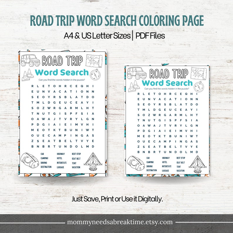 Road Trip Word Search Road Trip Games | Camping Activities Sibling ...