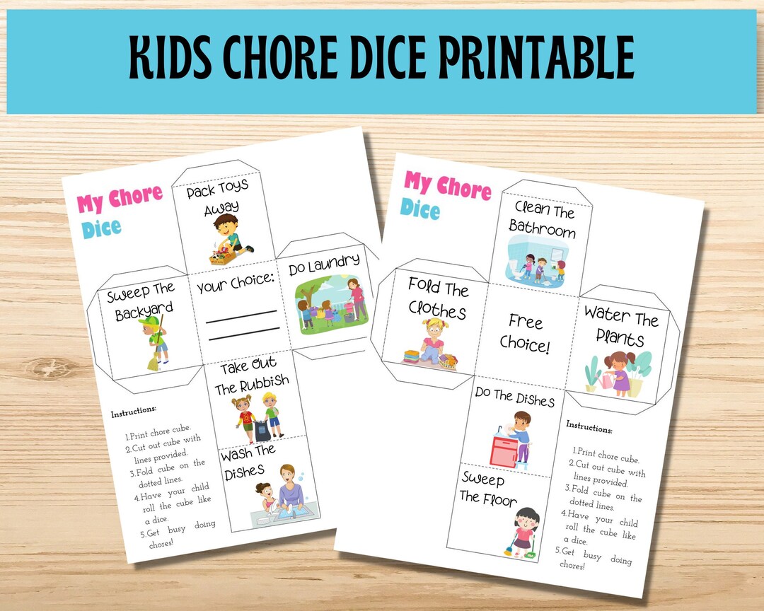 Kids Weekly Chores Visual Schedule Cube Game | Kids Daily Checklist ...