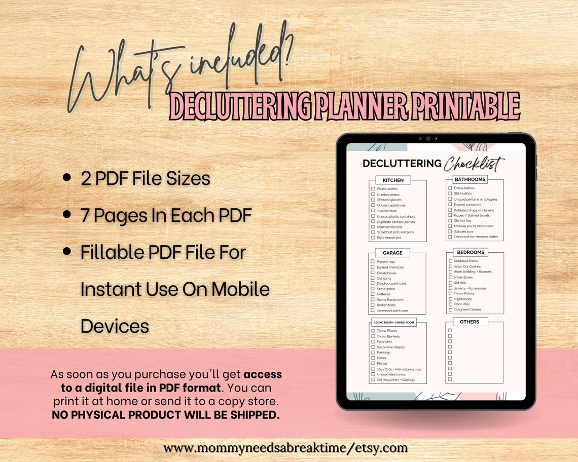 Declutter Planner Printable Declutter Checklist Declutter Challenge ...
