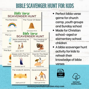 Bible Scavenger Hunt Church Treasure Hunt | Printable Bible Game Bible ...