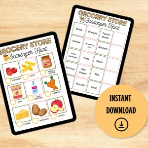 Grocery Store Scavenger Hunt Printable, Kids Scavenger Hunt Grocery ...
