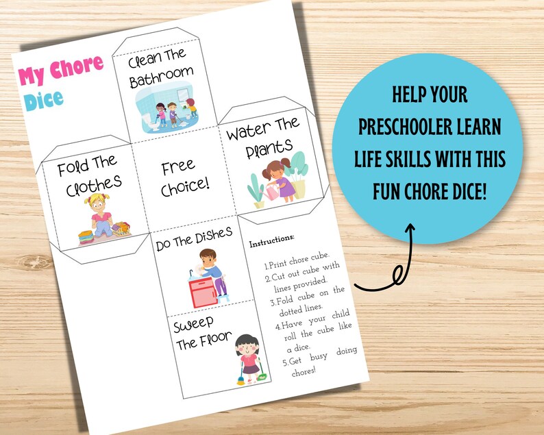 Kids Weekly Chores Visual Schedule Cube Game | Kids Daily Checklist ...
