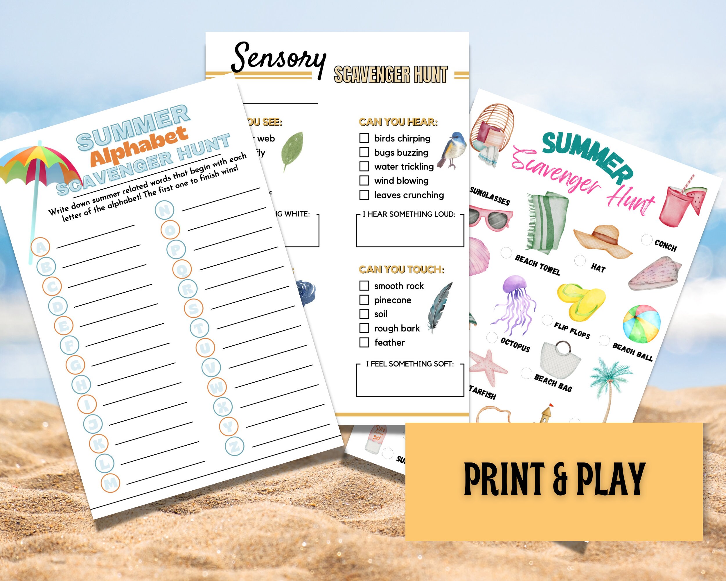 Summer Scavenger Hunt Printable for Kids Summer Printable Bundle ...