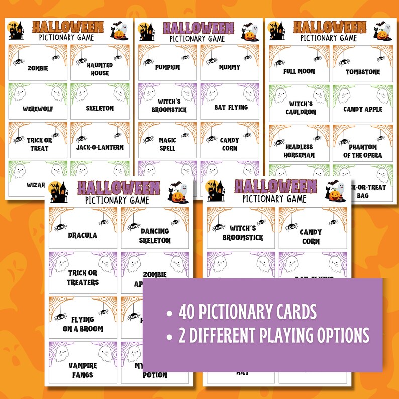 Halloween Pictionary Halloween Charades, Holiday Charades Teen ...