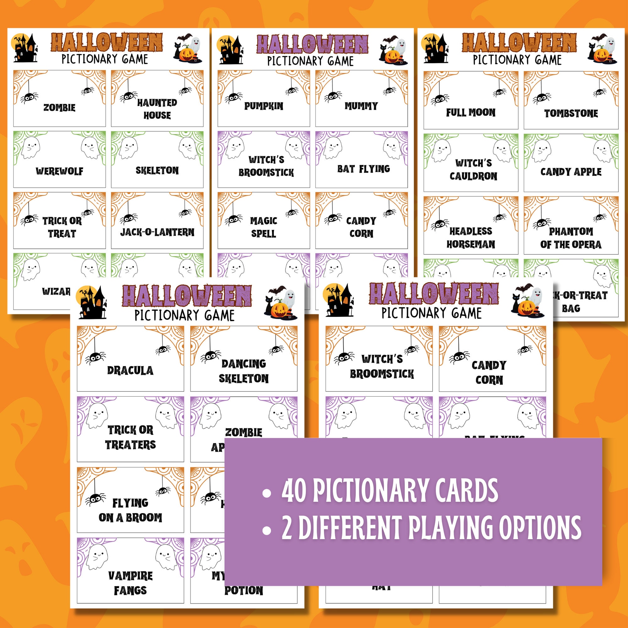 Halloween Pictionary Halloween Charades, Holiday Charades Teen ...