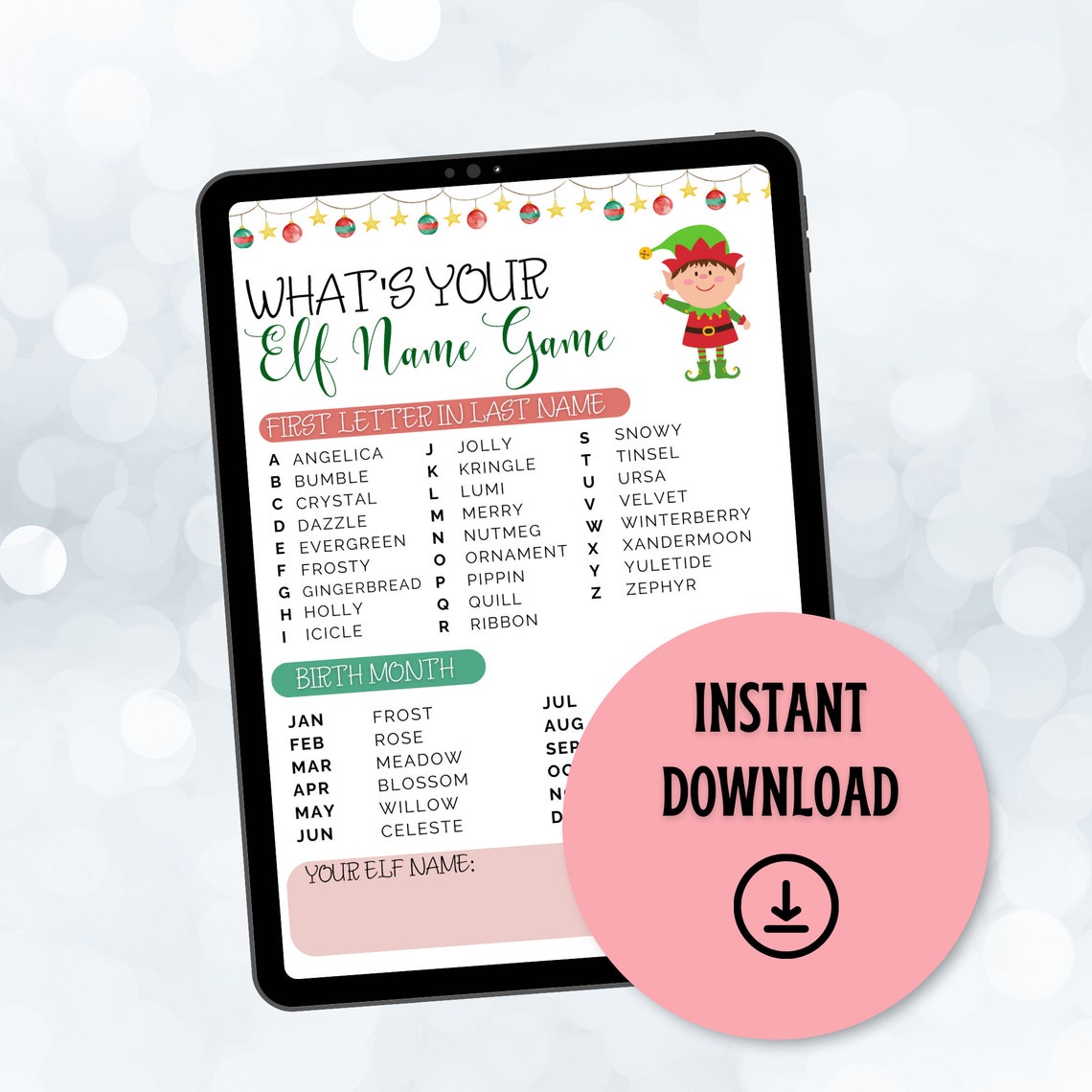 Whats Your Elf Name Game, Friendsmas Games, Elf Name Generator, Teen ...