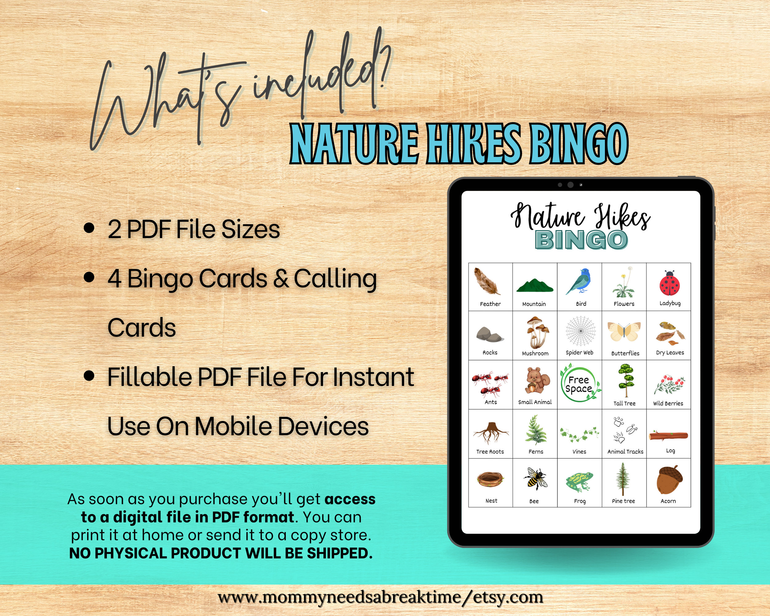 Nature Bingo Nature Hikes Bingo Printable, Nature Hunt Kids Bingo ...