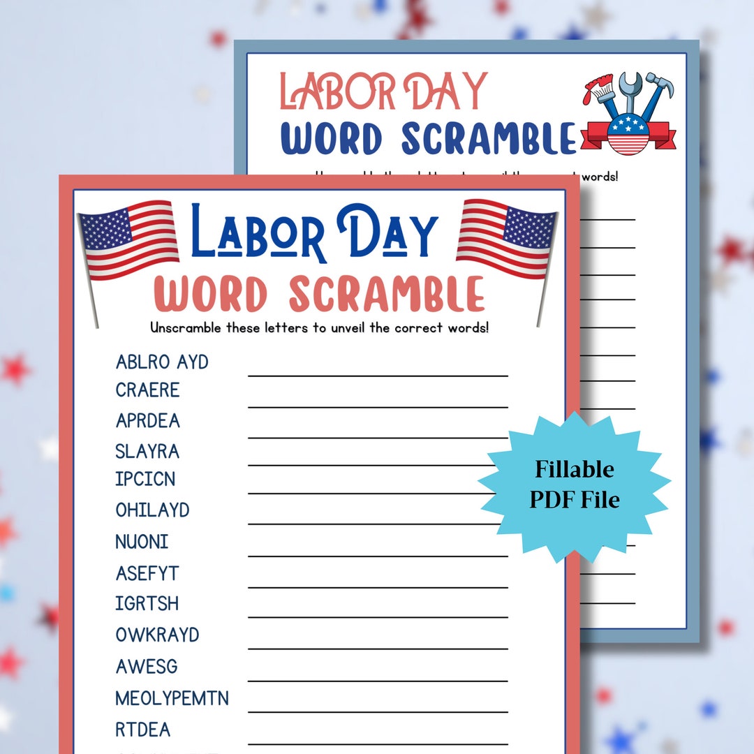 Labor Day Word Scramble Labor Day Games, Preschool Alphabet Activities ...