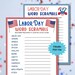 Labor Day Word Scramble Labor Day Games, Preschool Alphabet Activities ...