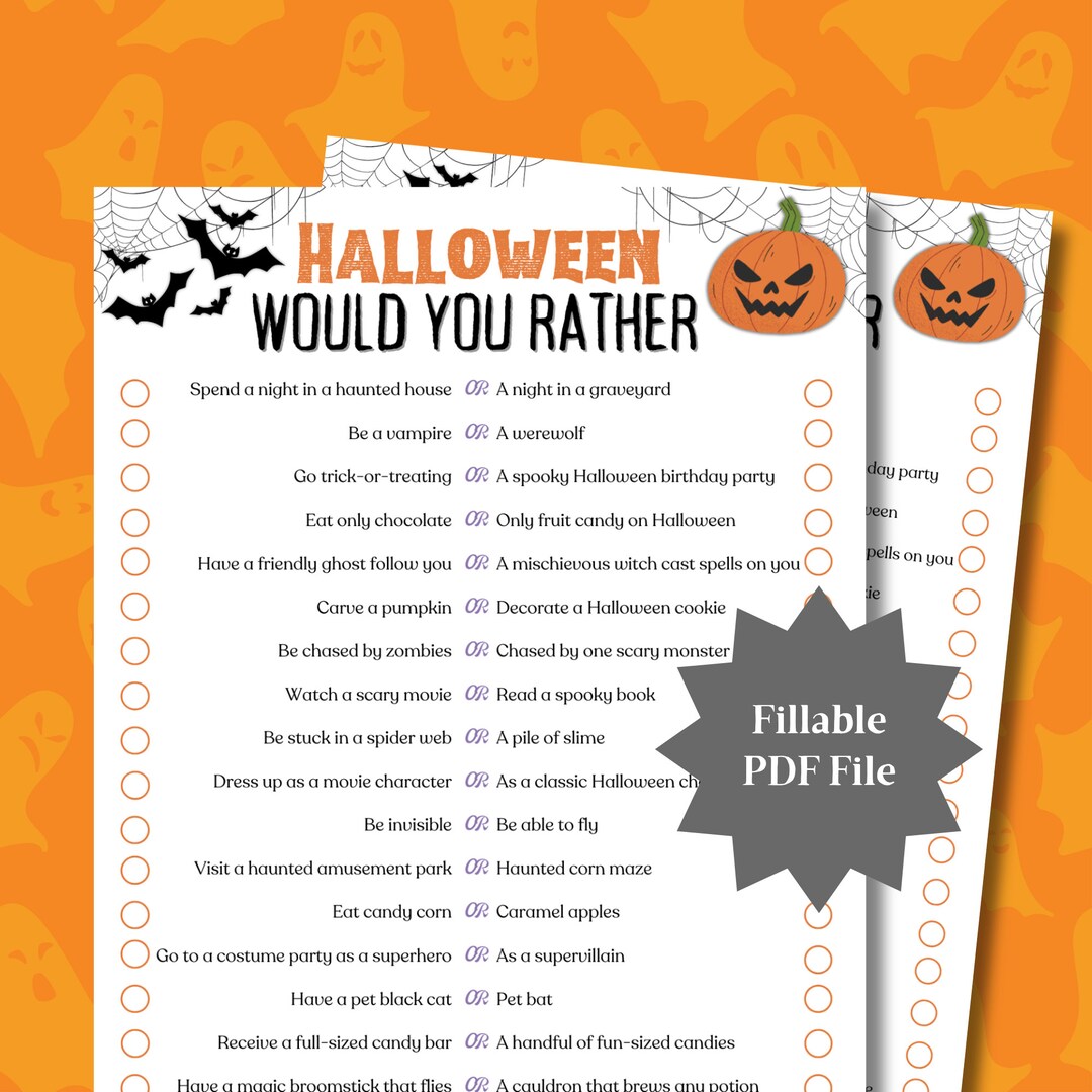 Halloween Would You Rather Teen Halloween Games, Adult Halloween Game ...