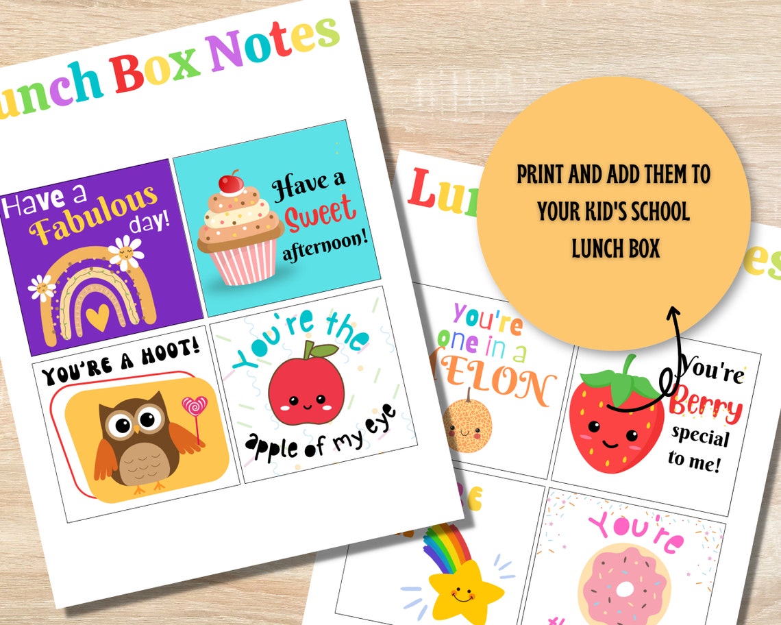 Printable Lunch Box Notes for Kids | Funny Lunch Box Cards | Lunch Box ...