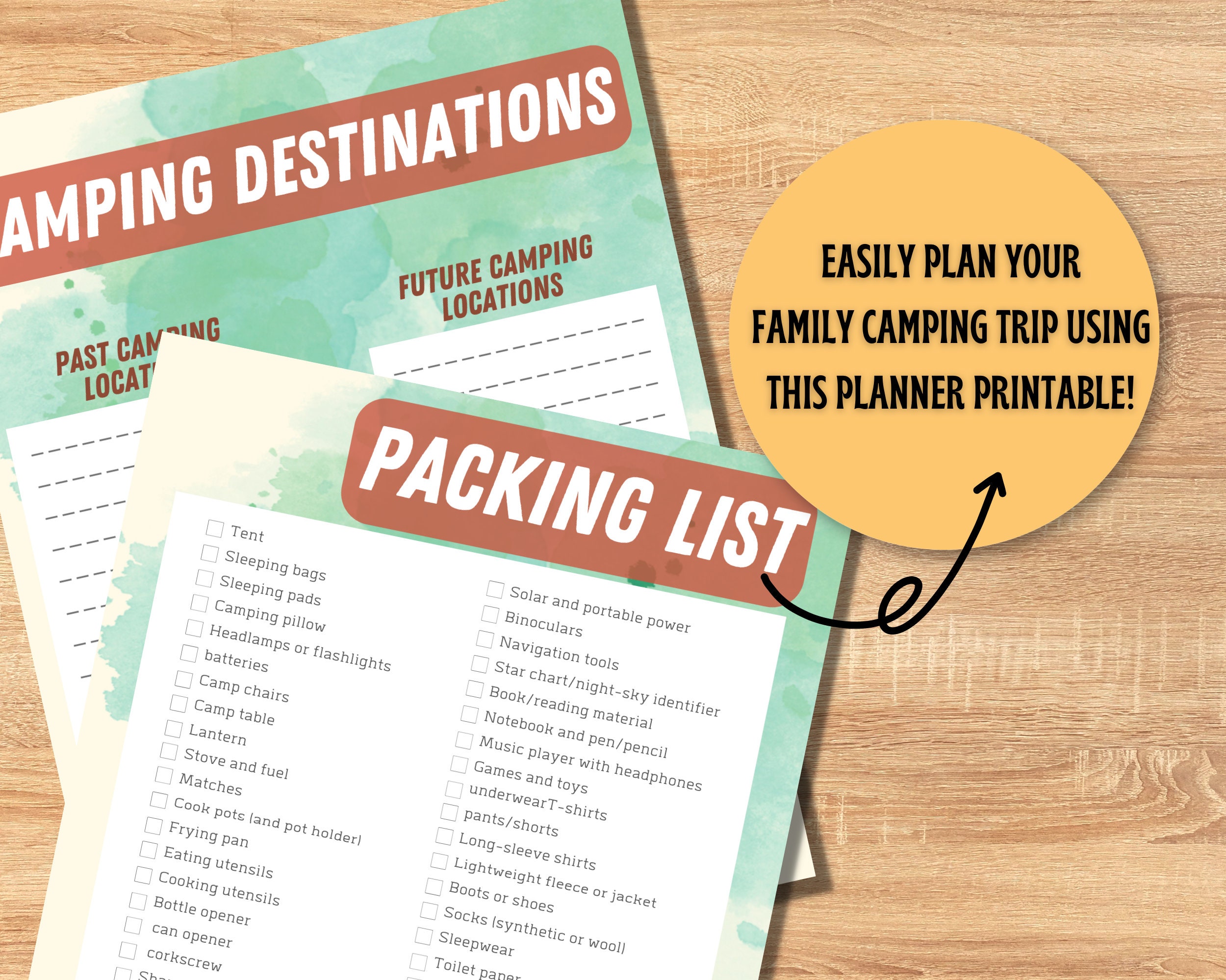 Camping Planner Digital Trip Planner, Fillable Camping Checklist,family ...