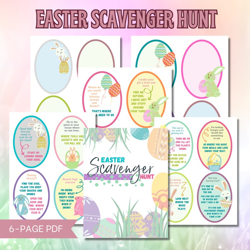 Printable Easter Scavenger Hunt Kids Scavenger Hunt Easter Treasure ...
