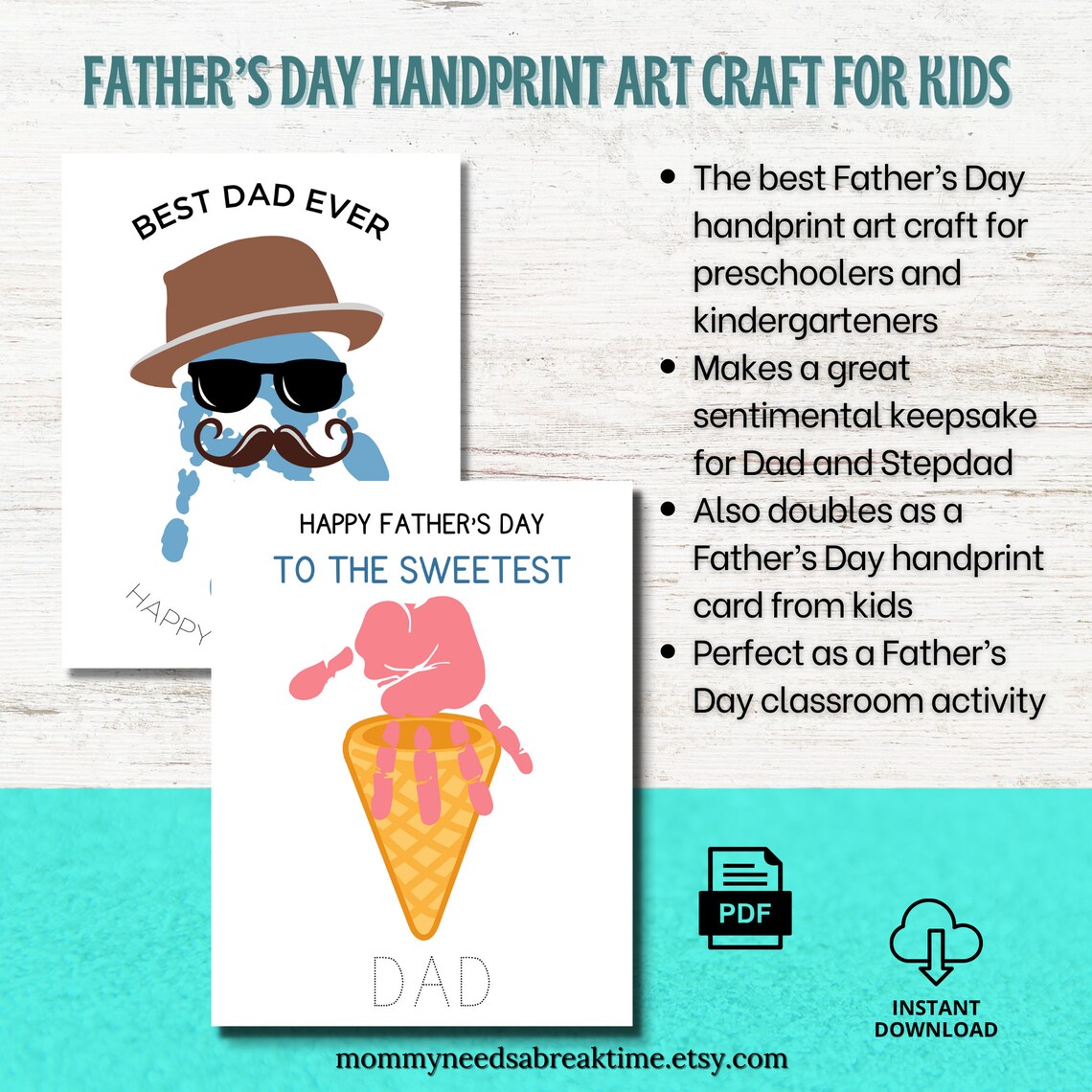 Fathers Day Handprint Art Meaningful Dad Gift, DIY Gift for Dad 1st ...