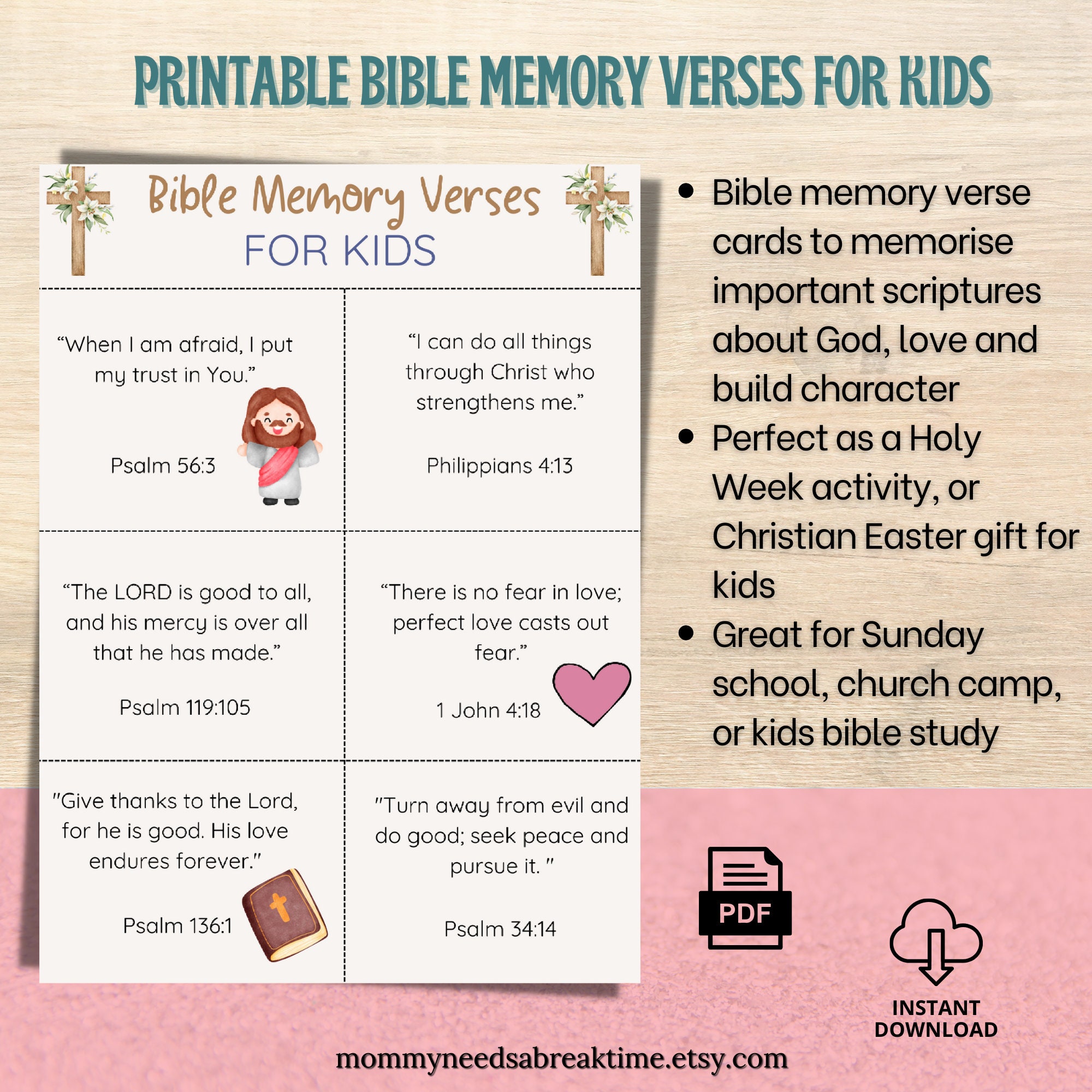 Bible Memory Verse Cards | Easter Scripture Cards Kids Bible Verses ...