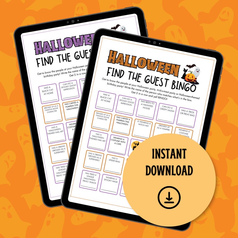 Halloween Find the Guest Bingo Adult Halloween Game, Halloween Mix and ...