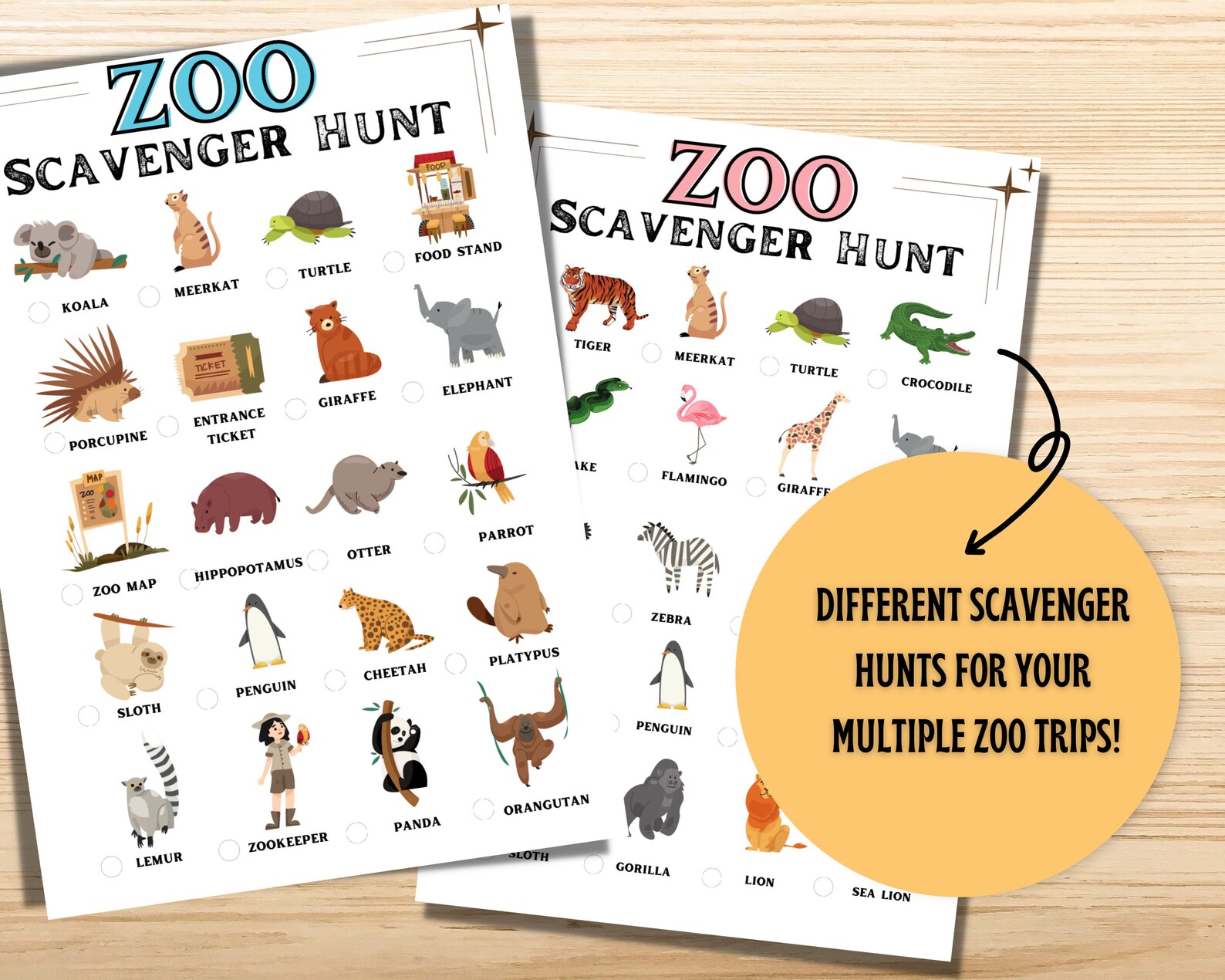 Zoo Scavenger Hunt Zoo Treasure Hunt, Birthday Scavenger Hunt, Zoo ...