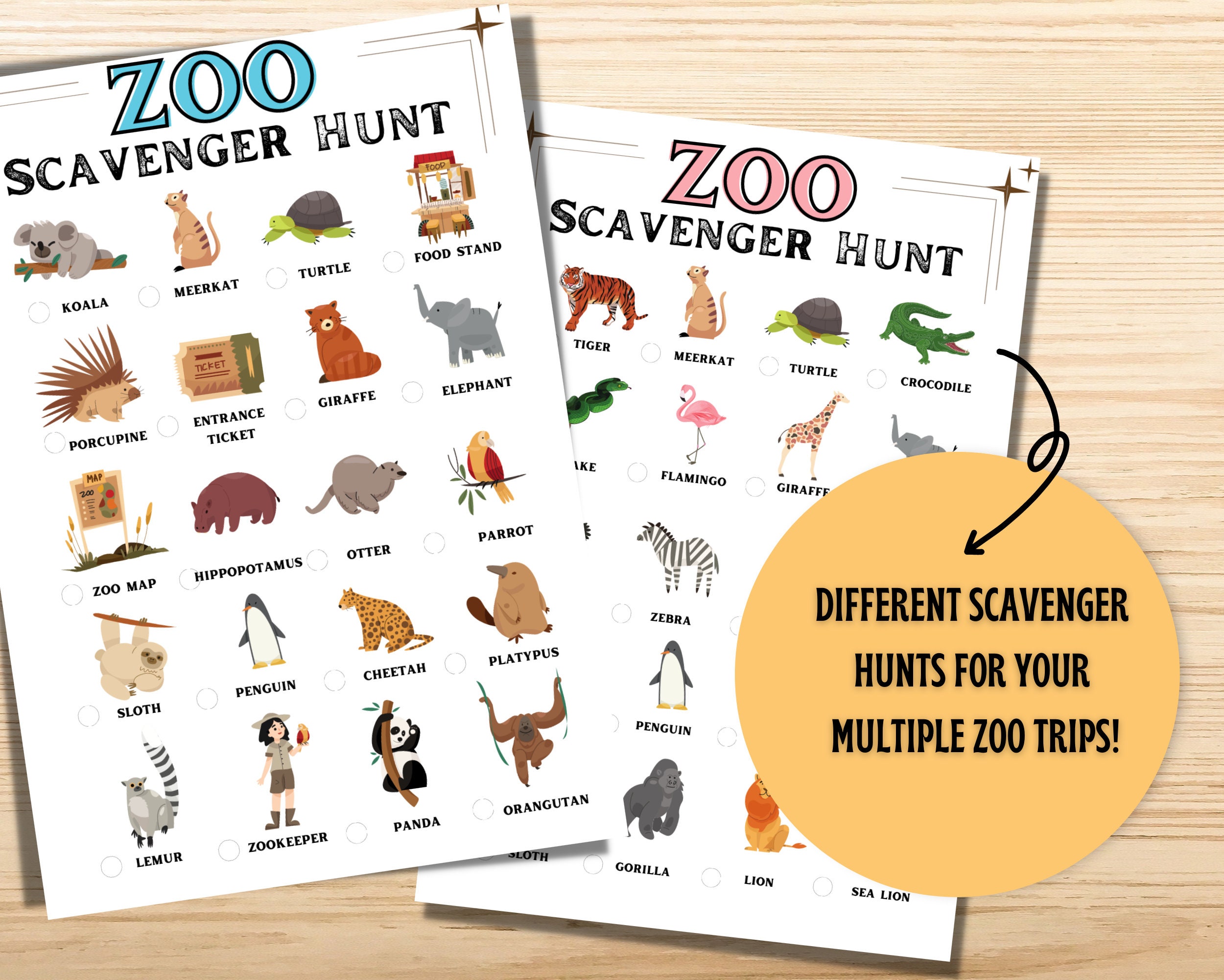 Zoo Scavenger Hunt Zoo Treasure Hunt, Birthday Scavenger Hunt, Zoo ...